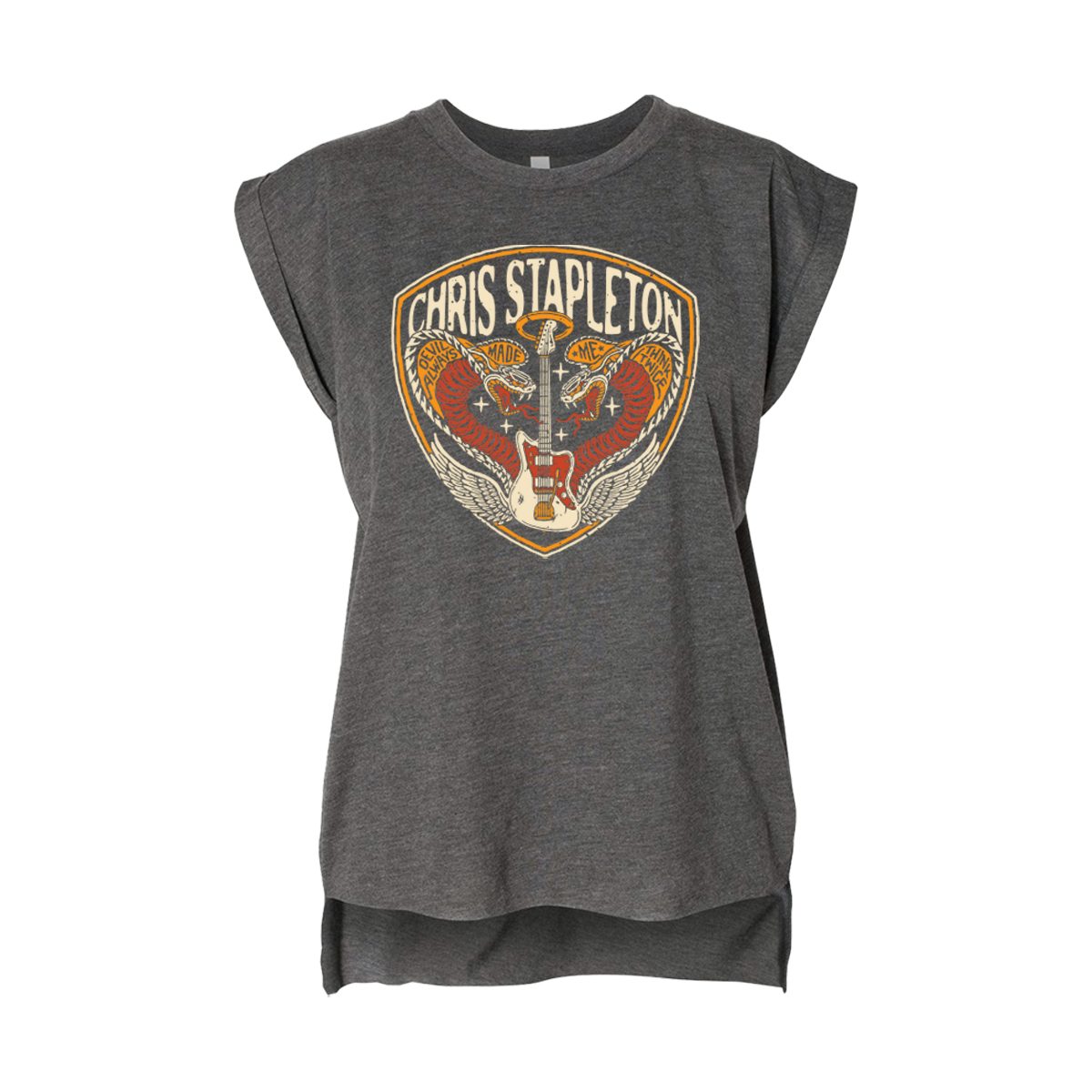 Chris Stapleton Women's Double Cobra Flowy Rolled Cuffs Muscle Tee