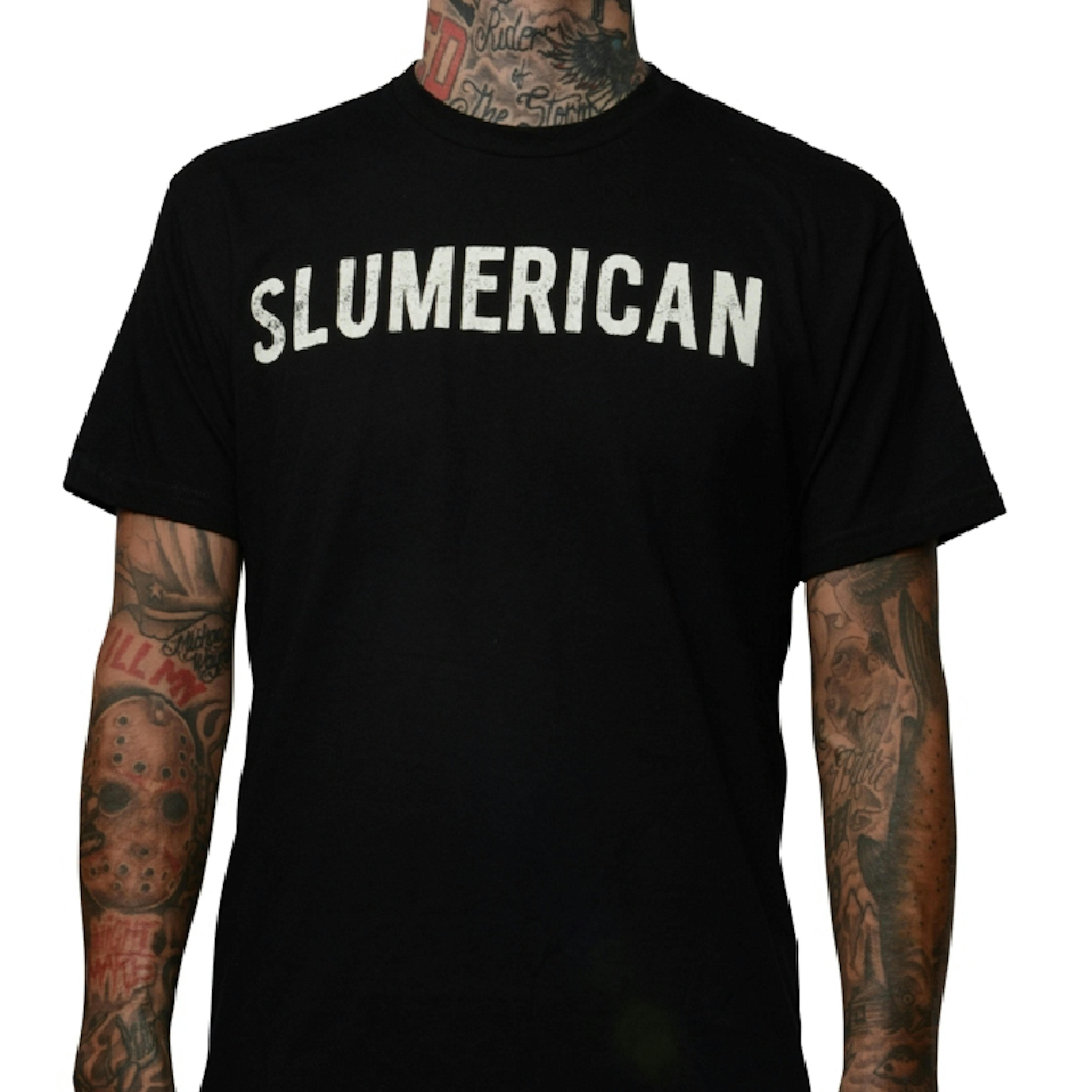 Slumerican White Logo Black Tee