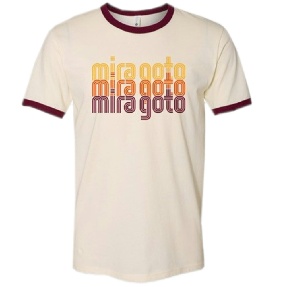 Mira Goto Natural and Maroon Ringer Tee