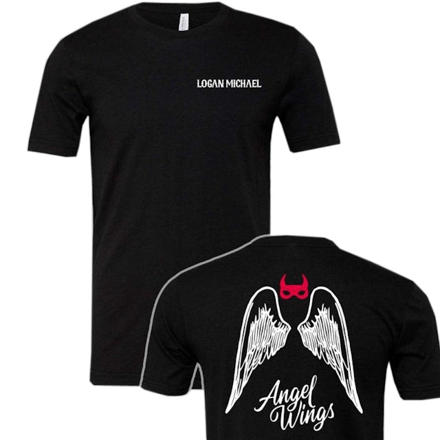 Logan Michael Black Heather Angel Wings Tee