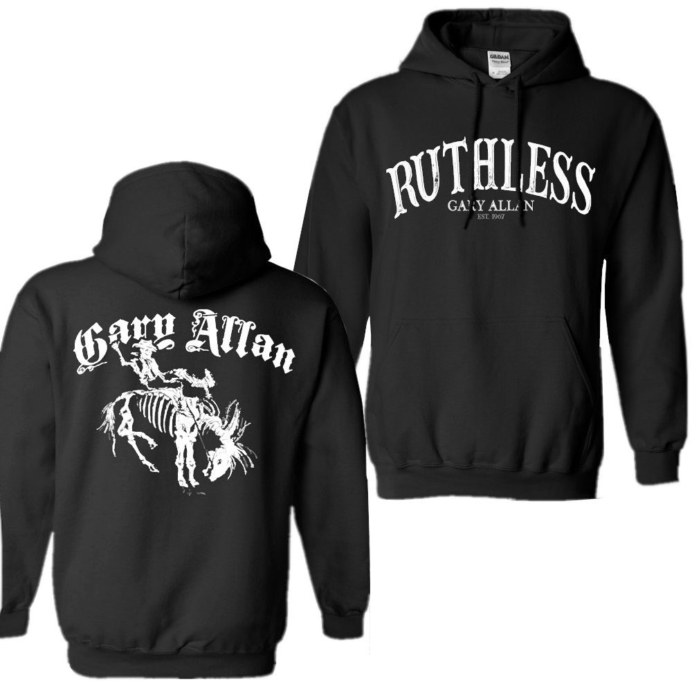 Gary Allan Black Pullover Ruthless Hoodie (White Imprint)