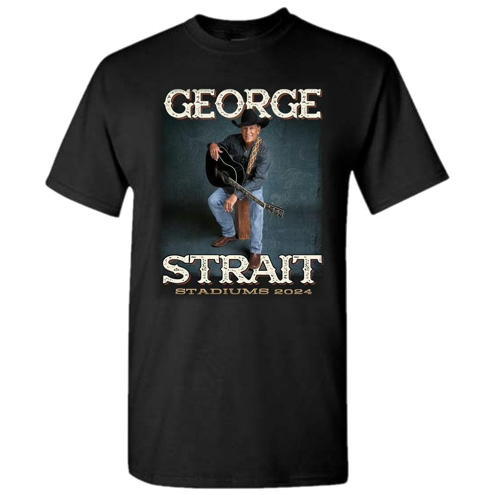 George Strait Black Photo (Sitting) Tee