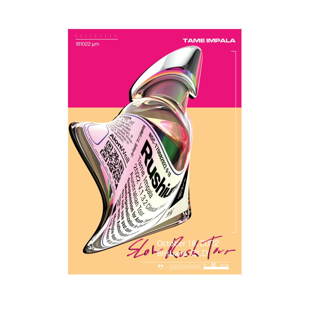 Tame Impala Slow Rush / Brisbane 2022 Tour Poster