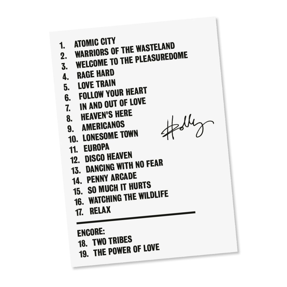 Holly Johnson Handwritten Setlist Signed