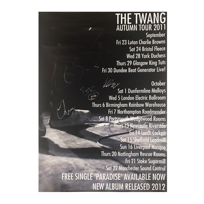 The Twang Signed 'Paradise' Autumn 2011 Tour Poster