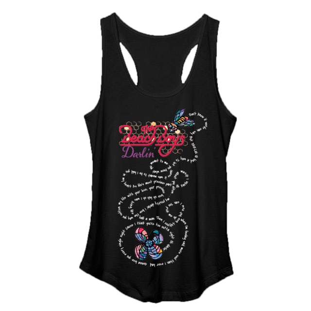 The Beach Boys Darlin Script Black Womens Tank