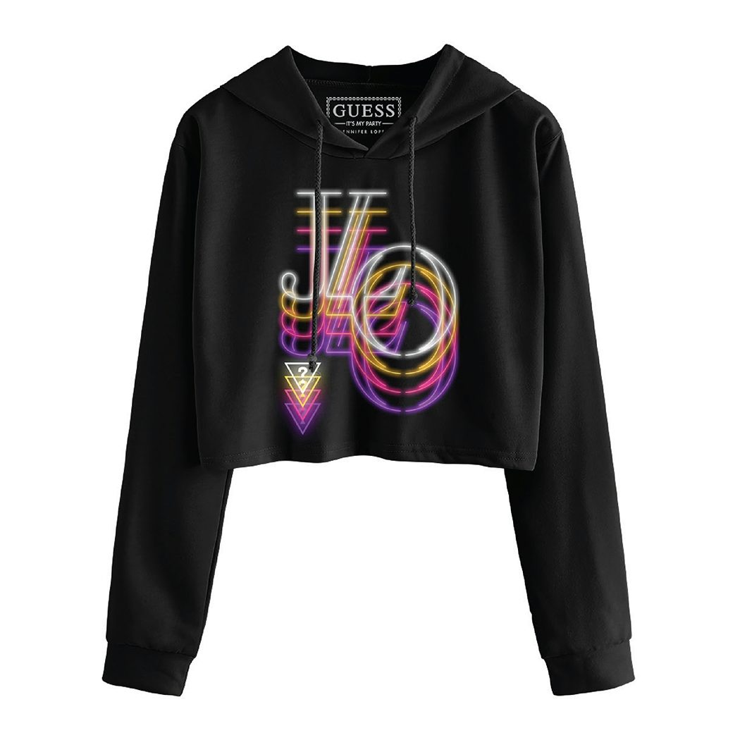 Jennifer Lopez Neon Repeater Crop Hoodie
