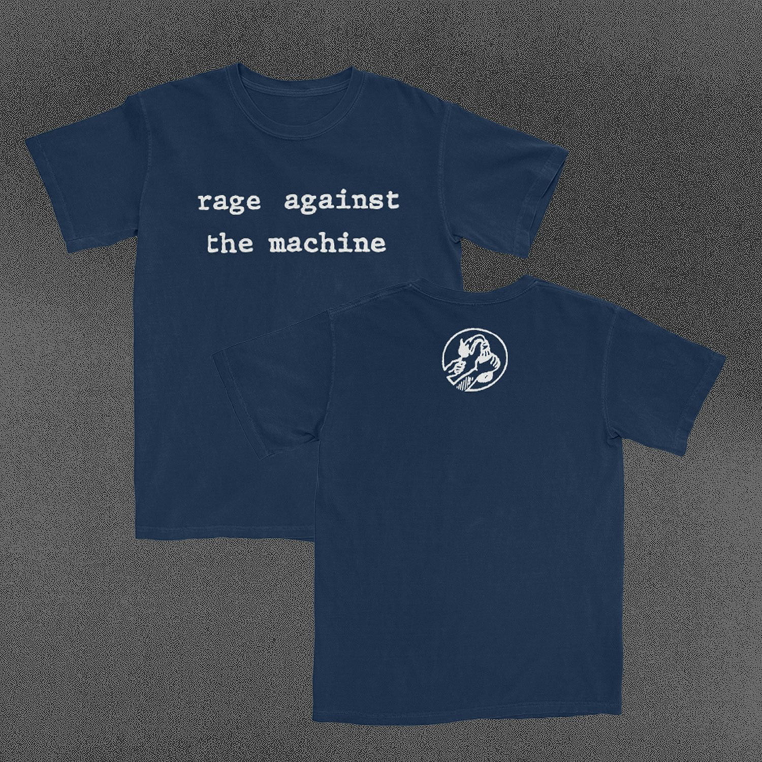 Rage Against The Machine Typewriter Font Navy T-Shirt