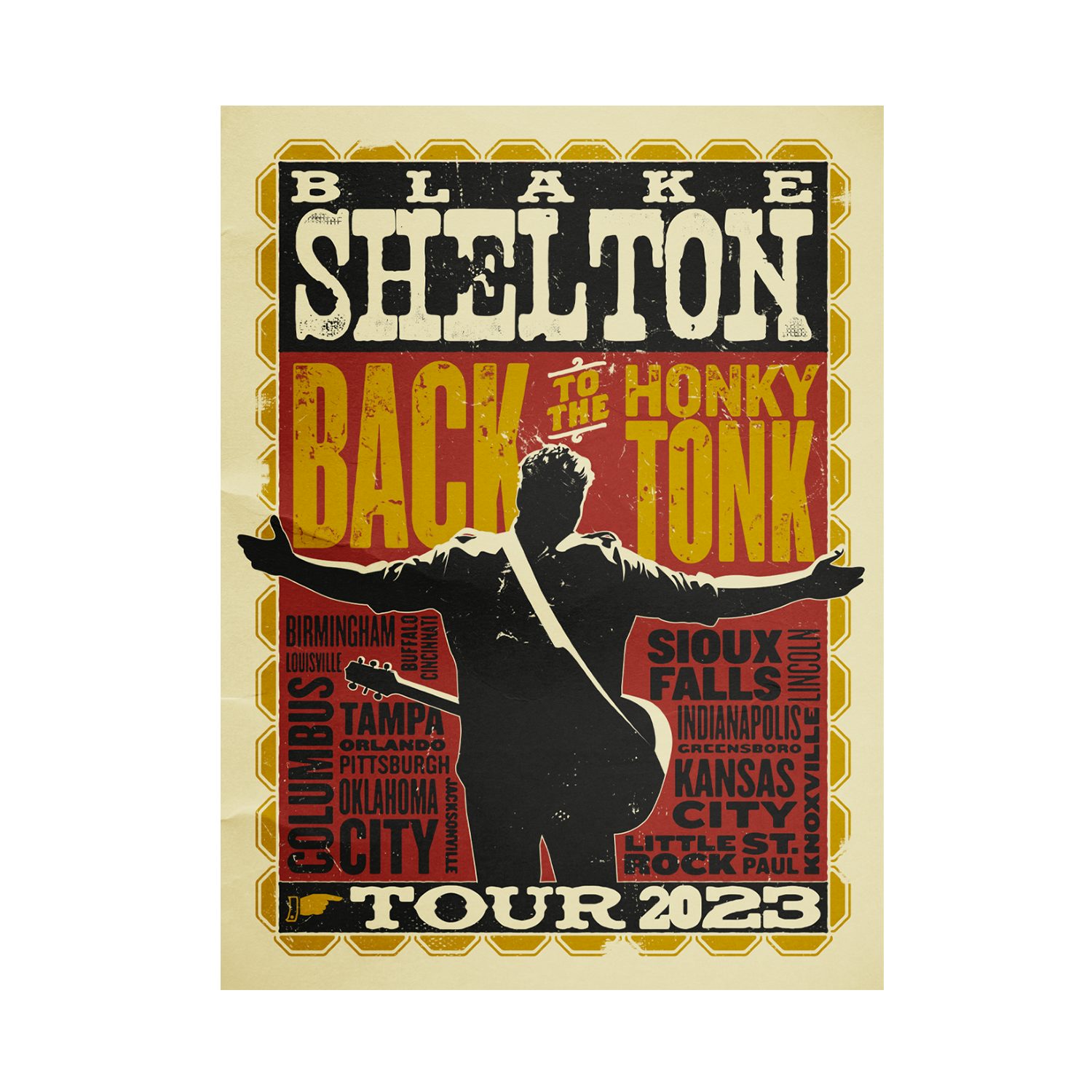 Blake Shelton Back to the Honky Tonk Tour Poster