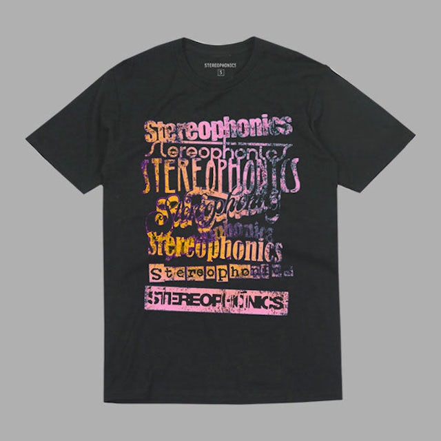 Stereophonics PINK REPEAT LOGO BLACK T-SHIRT