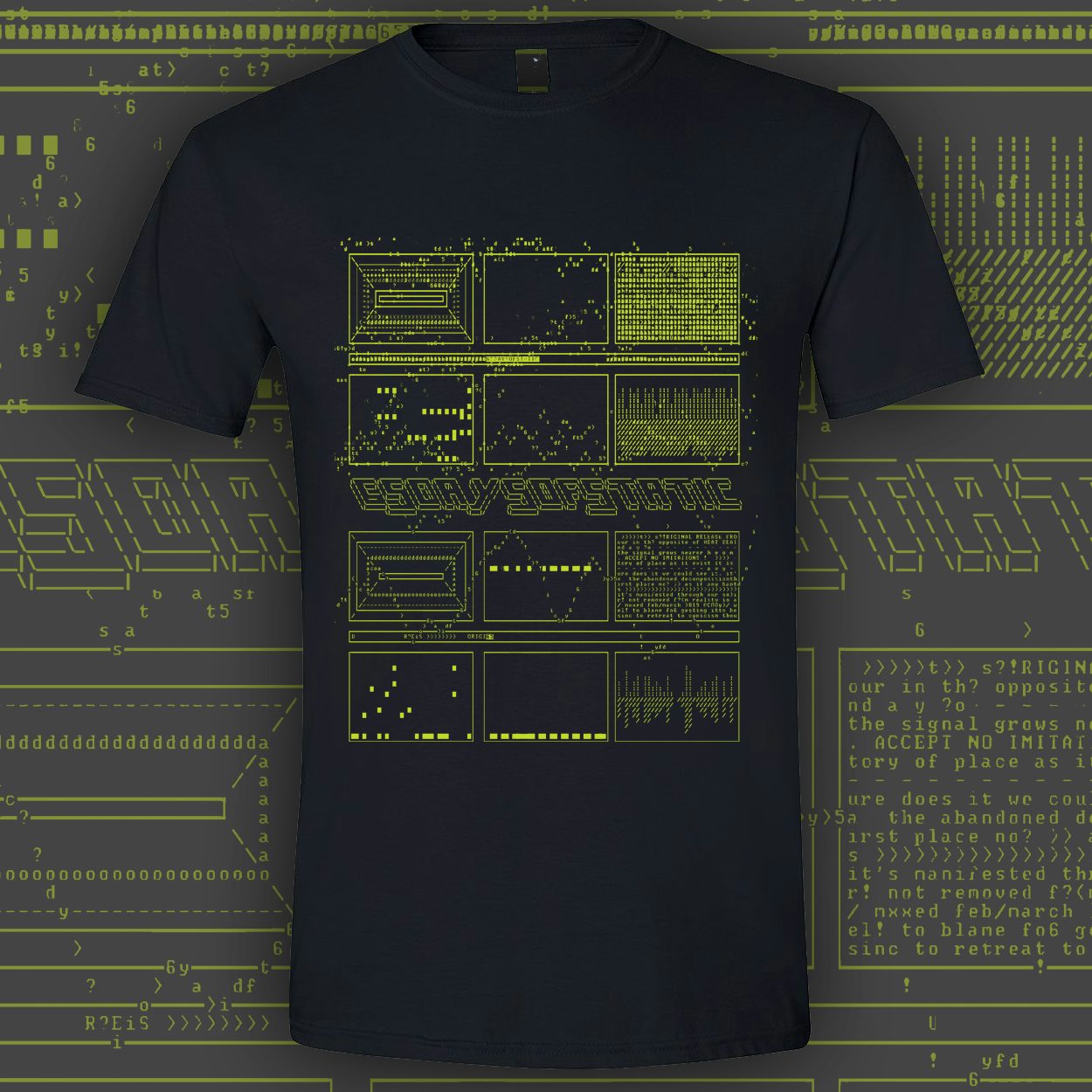 65daysofstatic ASCII GREEN BLACK T-SHIRT