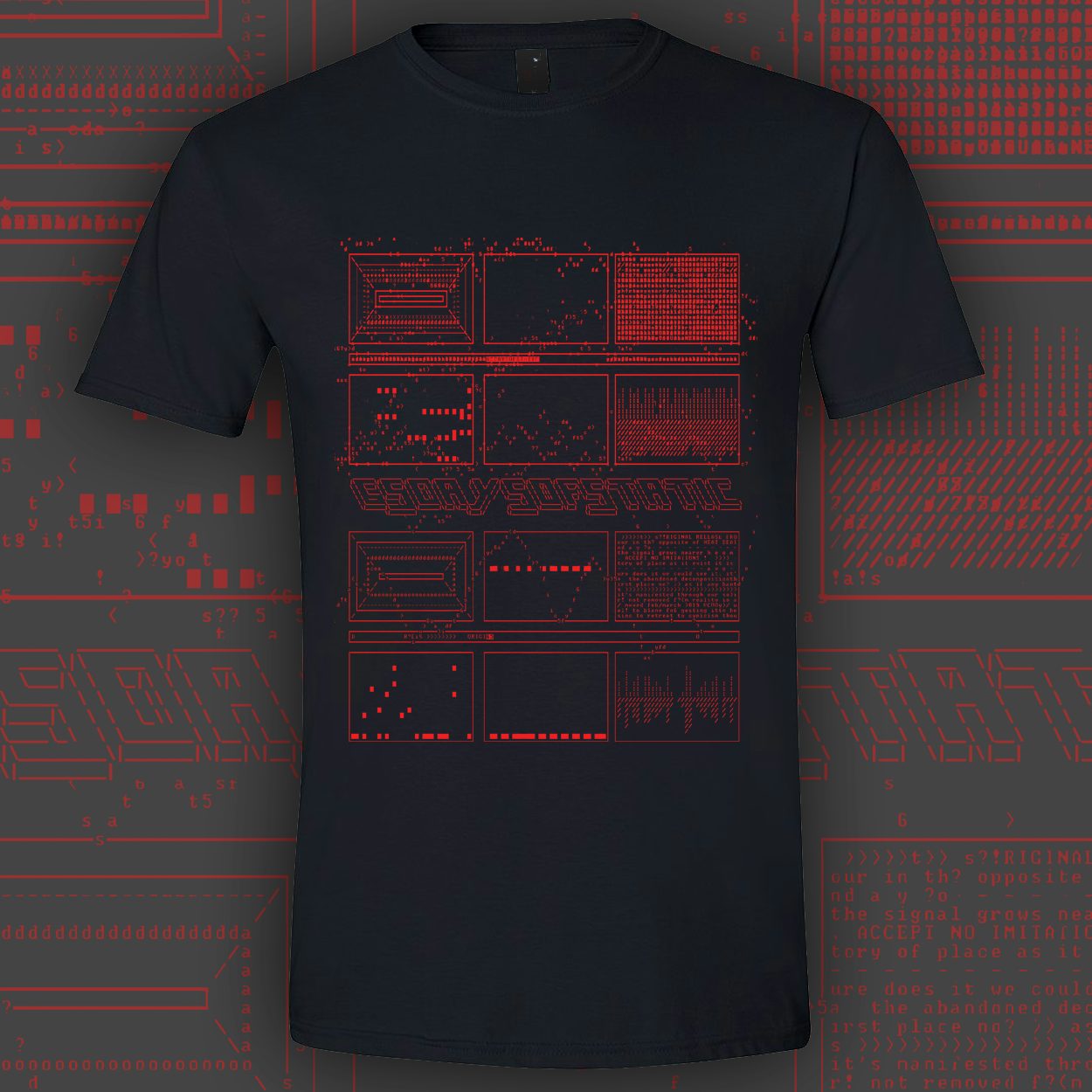 65daysofstatic ASCII RED BLACK T-SHIRT