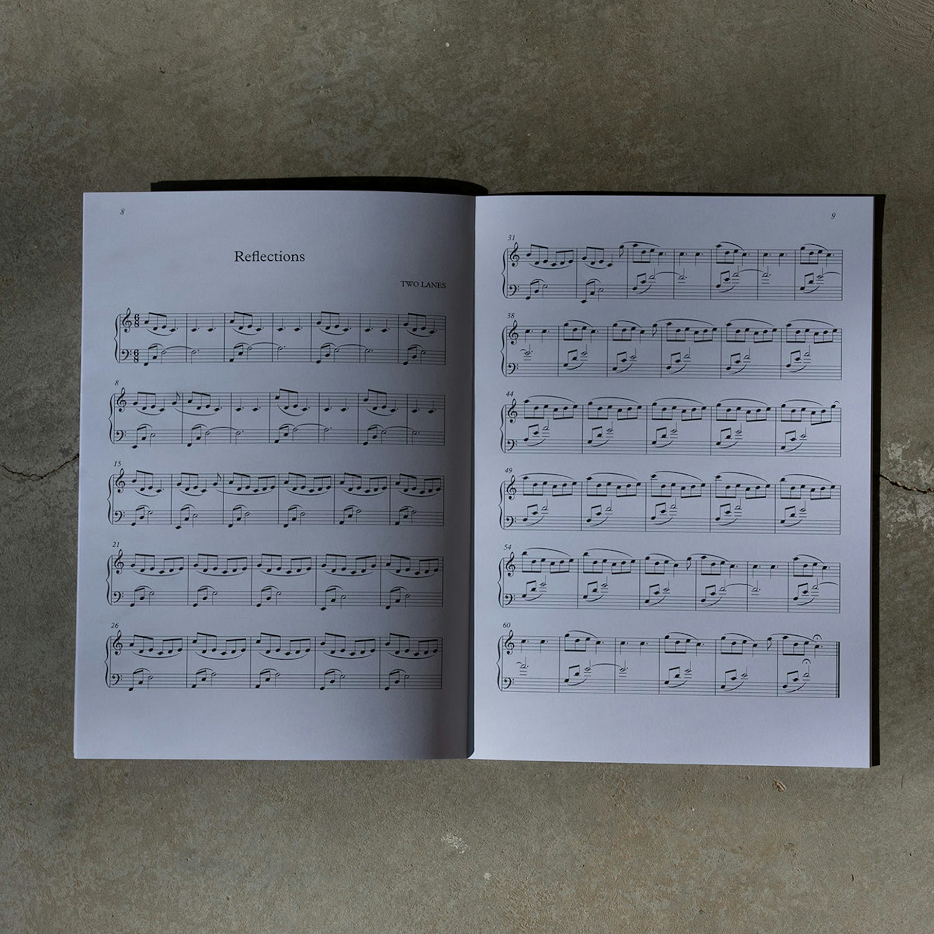 TWO LANES sheet music of "Reflections (Piano Versions)"