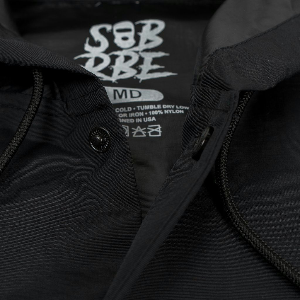 SOB X RBE LOGO HOODED COACHES JACKET - BLACK