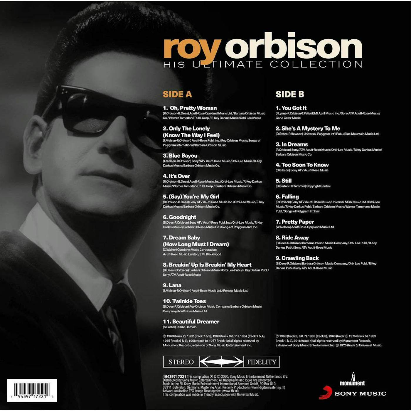 Roy Orbison HIS ULTIMATE COLLECTION Vinyl Record