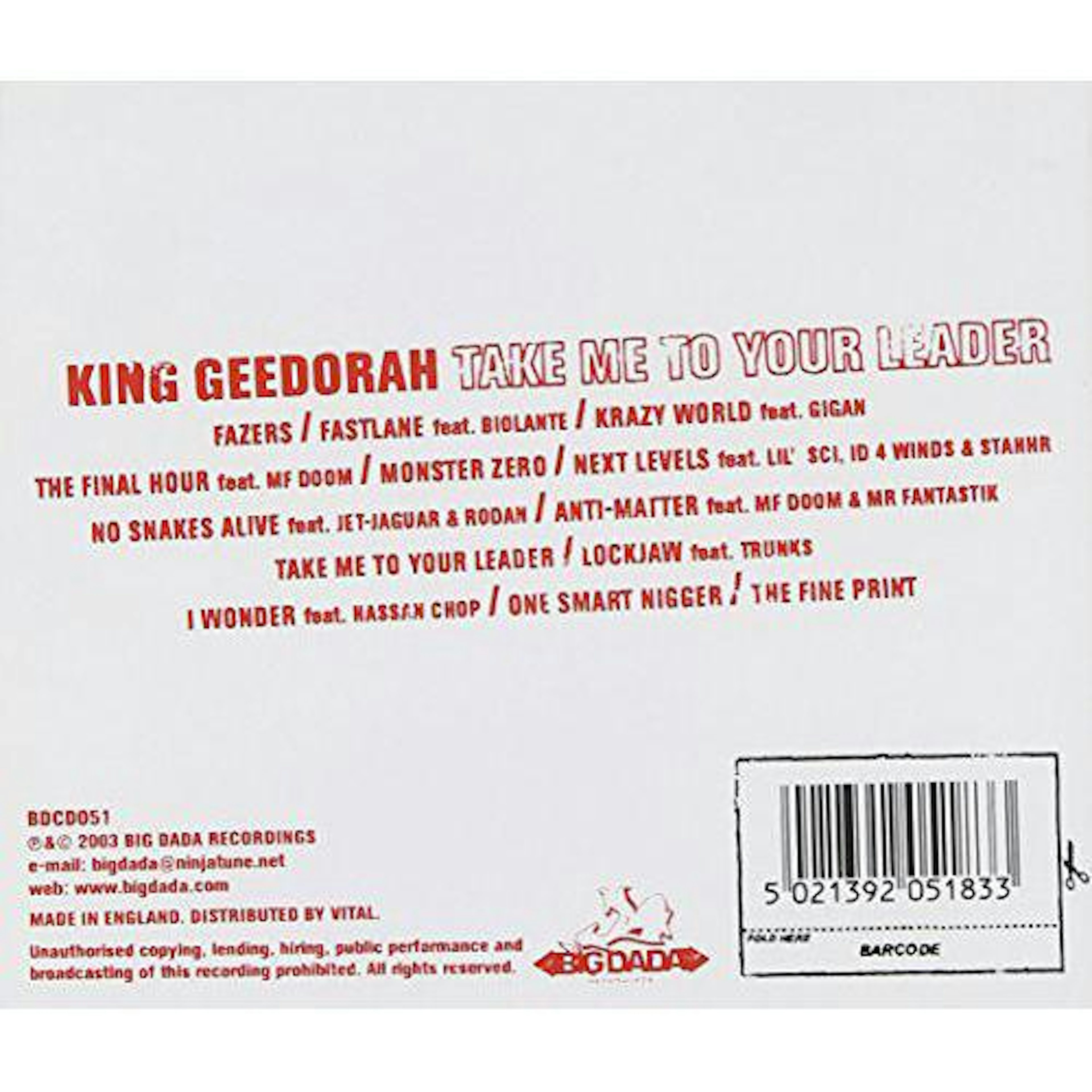 King Geedorah Take Me To Your Leader CD