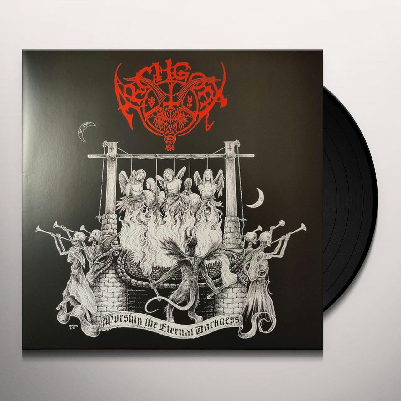 Archgoat WORSHIP THE ETERNAL DARKNESS (CLEAR W/ BLACK & RED SPLATTER ...